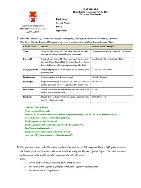 1516 Exam Sql January Solution Pdf Data Sql