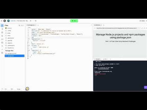 Add A Version To Your Package Json Freecodecamp Backend Dev Apis Managing Packages W