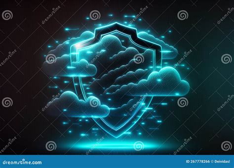 Cloud Computing And Cyber Security Data Protective Lock And Shield Generative Ai Illustration