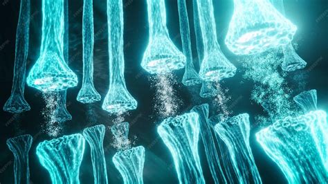 Imagem Renderizada Em 3d Da Sinapse Do Neurônio Atividade Dos Neurônios