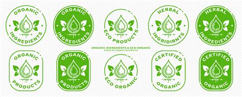 제품 포장을 위한 개념 라벨링 천연 유기농 성분 잎과 성분의 방울 날개 제품의 일환으로 자연 비행 벡터 집합입니다 0명에 대한 스톡 벡터 아트 및 기타 이미지 Istock