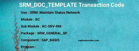 SRM DOC TEMPLATE SAP Tcode For SRM Maintain Status Network