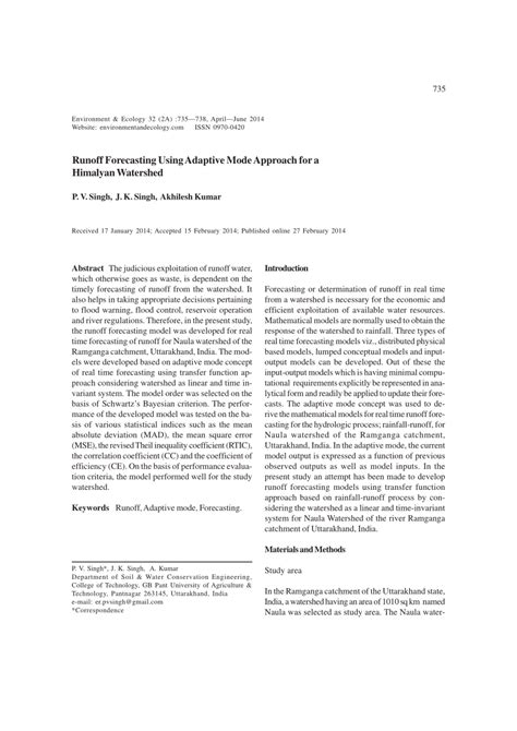Pdf Runoff Forecasting Using Adaptive Mode Approach For A Himalyan