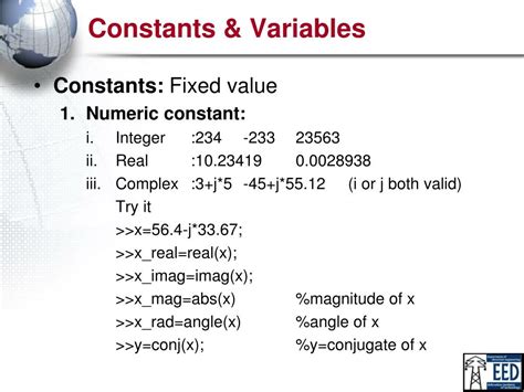 ppt matlab constants variables and expression powerpoint presentation