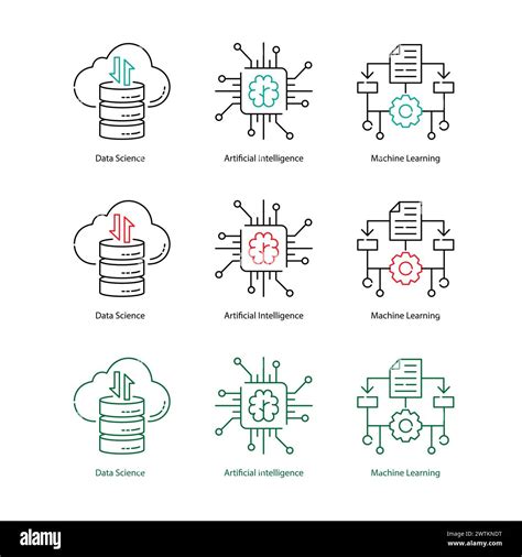 Data Science Vs Ai Vs Ml Graphic Vector Icons Differentiating Key