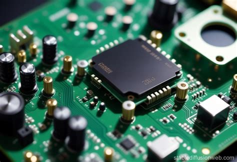 Major Components Of A Greenish Laptop Motherboard Stable Diffusion Online