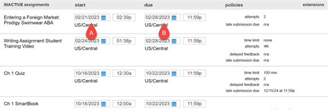 Due Dates