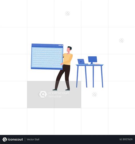 Man Is Doing Binary Coding Animation Free Download Design And Development Animations Iconscout