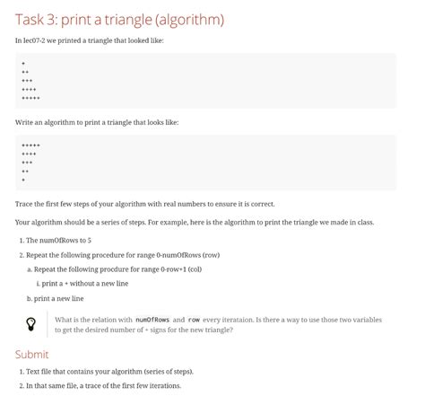 Solved Task 3 Print A Triangle Algorithm In Lec07 2 We