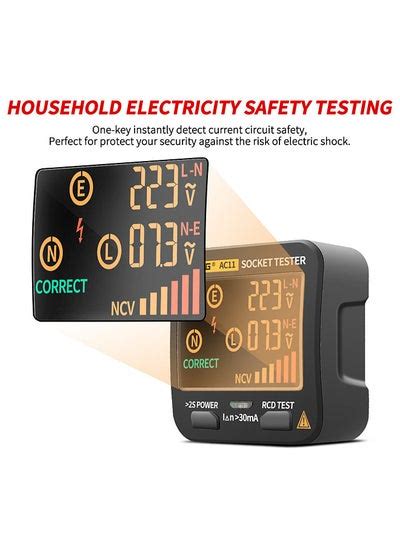 Ac11 Socket Tester Electric Leakage Detector Lcd Display Ground Wire Zero Line Live Wire Phase