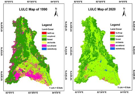 lulc map of the nrb for the years 1990 and 2020 obtained using the