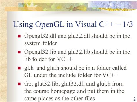 1 chapter 2 graphics programming 2 using opengl in visual c 1 3