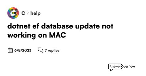 Dotnet Ef Database Update Not Working On Mac C