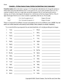 Writing Chemical Names Multiple Ion State Binary Ionic Compounds