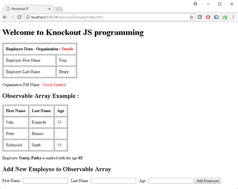 Data Bindings With Knockoutjs