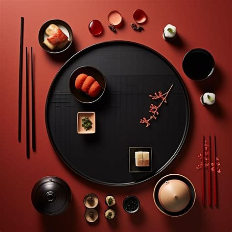 Premium Ai Image A Set Of Sushi Bar Setup Sushi Bar Sushi Mats Sake