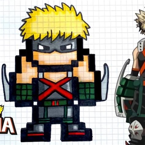 Pixel Art My Hero Academia Modèle Coloriage Facile Dessin à Imprimer