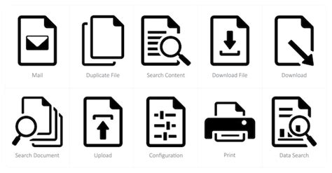Premium Vector A Set Of 10 File Icons As Mail Duplicate File Search Content