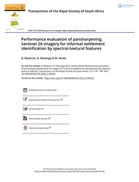 Pdf Performance Evaluation Of Pansharpening Sentinel 2a Imagery For