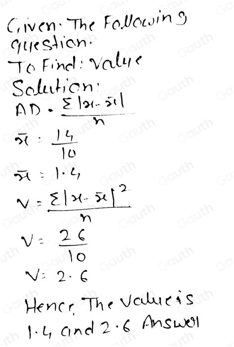 solved 4 average deviation variance ad frac sumlimits x overline x n