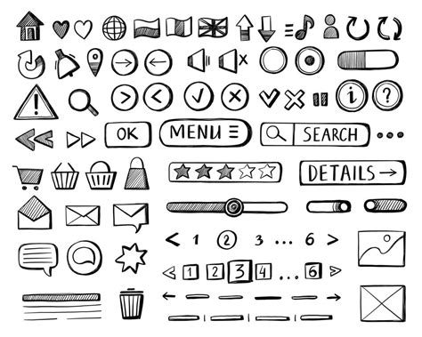 Wireframe Buttons Sketch Hand Drawn Web App Ui Ux Interface Wireframed Elements Website User Wireframe Buttons Sketch Hand Drawn Web App Ui Ux Interface Wireframed Elements Website User