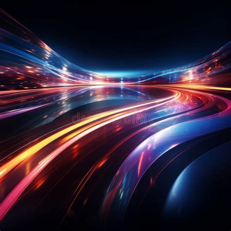 High Velocity 3d Light Trails Dynamic Curve Movement 5g Powered Abstract Stock Illustration