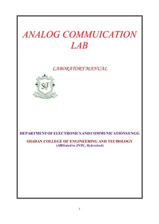 Analog Communication Engineering Lab Manual PDF