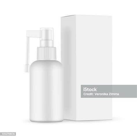 흰색 배경에 격리 된 종이 상자 측면 보기로 목병 모형을 스프레이하십시오 3차원 형태에 대한 스톡 벡터 아트 및 기타 이미지 3차원 형태 건강관리와 의술 공란