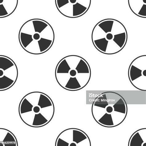 흰색 바탕에 방사성 아이콘 완벽 한 패턴입니다 방사성 독성 기호입니다 방사선 위험 기호입니다 평면 디자인입니다 벡터 일러스트 레이 션 0명에 대한 스톡 벡터 아트 및 기타