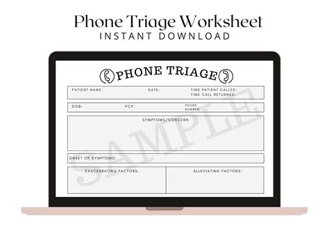 Telephone Triage Nurse Worksheet Fillable Pdf Clinic Nurse Phone Triage Template Downloadable