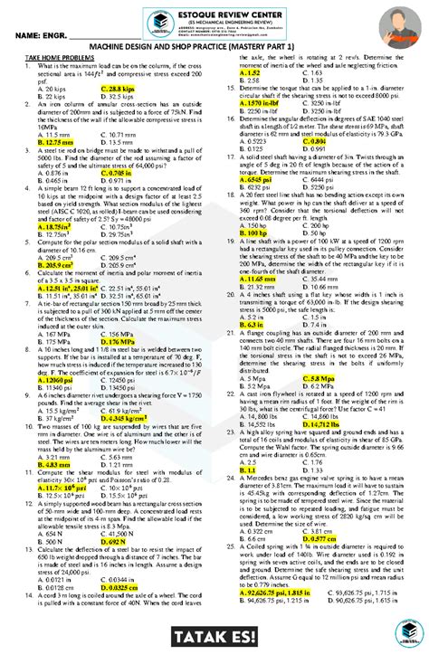 mdsp mastery part 1 answer key machine design and shop practice