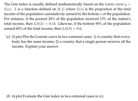 solved the gini index is usually defined mathematically