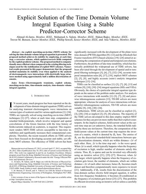 Pdf Explicit Solution Of The Time Domain Volume Integral Equation