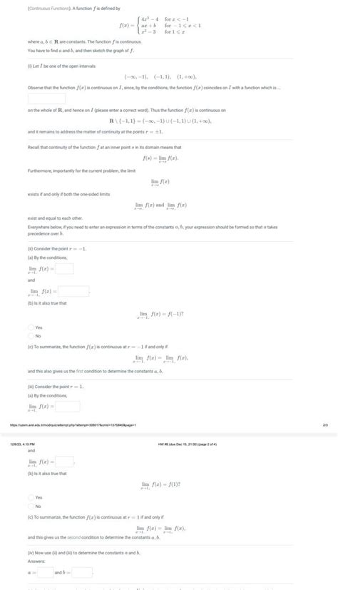 Solved Continuous Functions A Function F Is Defined By Chegg