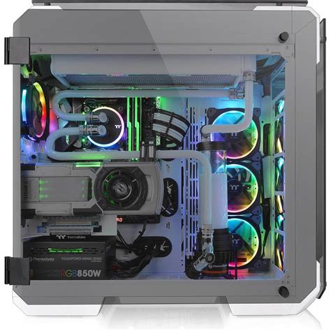 Thermaltake View 71 4 Sided Tempered Glass Vertical Gpu Modular Full Tower W 2 Blue Led Ring