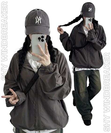 1 1할인[요즘에딱 투웨이] 샤이 오버핏 후드 바람막이 에이블리