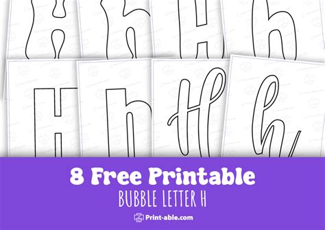 Free Bubble Letter H Printable Print Able