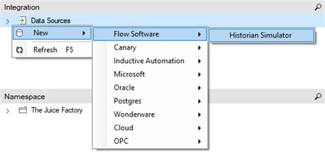 Data Source Flow Historian Simulator Flow Support