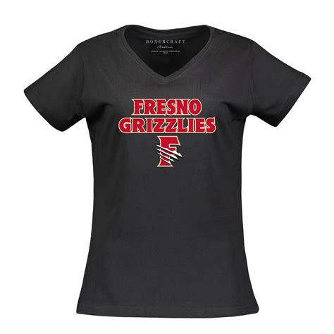 Womens Fresno Grizzlies Boxercraft Black Essential V Neck T Shirt