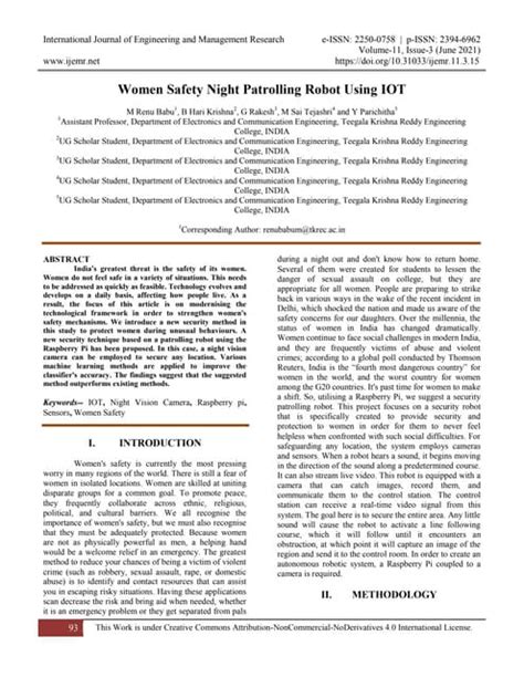 women safety night patrolling robot using iot pdf