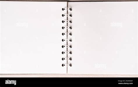 Flat Lay Of Open Blank Empty Spiral Sketchbook Notebook Textbook With Ring Binder Art Drawing