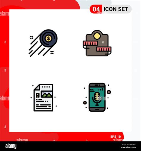 Modern Set Of 4 Filledline Flat Colors Pictograph Of Business Process Investment Healthcare