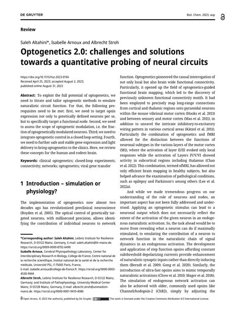 Pdf Optogenetics 20 Challenges And Solutions Towards A Quantitative