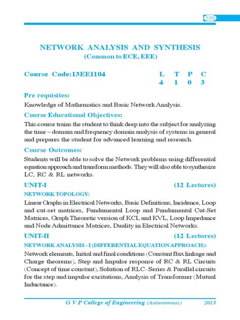 network analysis and synthesis pdf pdf network analysis electrical