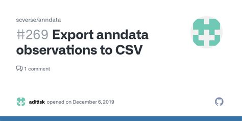 Export Anndata Observations To CSV Issue Scverse Anndata GitHub