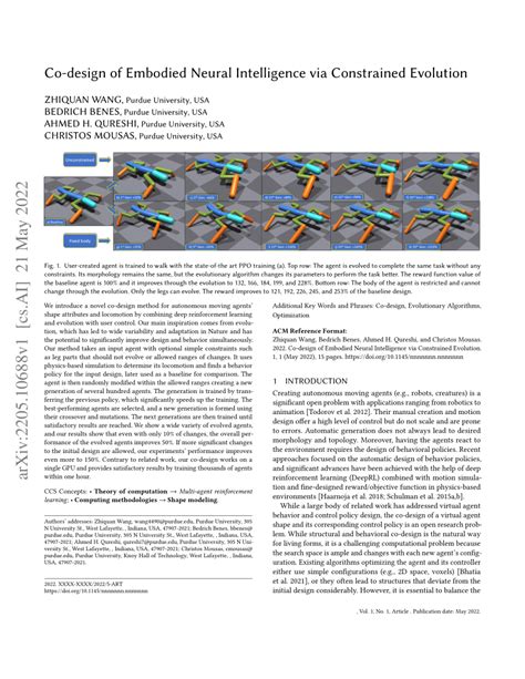 Pdf Co Design Of Embodied Neural Intelligence Via Constrained Evolution
