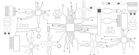 원 엔지니어링 기술 개념 벡터 배경과 백 및 화이트 회로 전자 또는 전기 라인 헤드업 디스플레이 그래픽 사용자 인터페이스에 대한