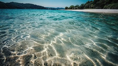 물이 둘러싸고 있는 해변의 수면 맑고 푸른 바다 모래 사장과 잔물결 고화질 사진 사진 물 배경 일러스트 및 사진 무료 다운로드 Pngtree