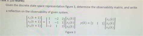 Solved 3 19 Given The Discrete State Space Representation