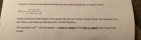 Solved A System Is Known To Have The Following Input And Chegg Com